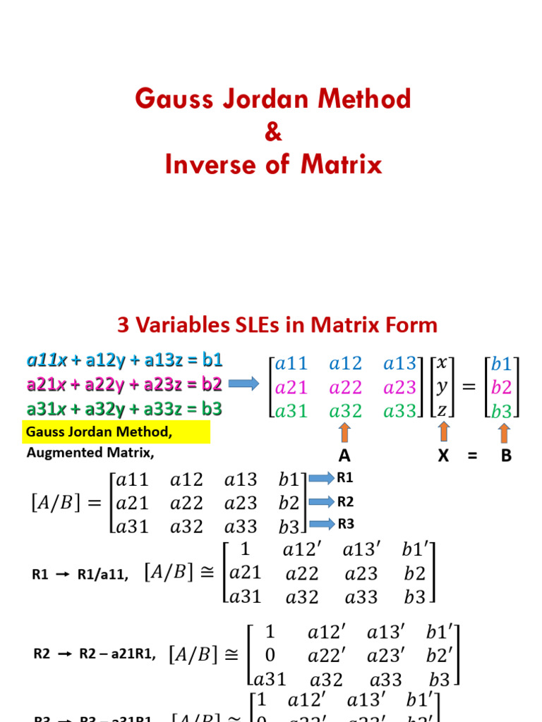 Gauss Jordan Method for Matrix Inversion | PDF | Algorithms | Functions ...