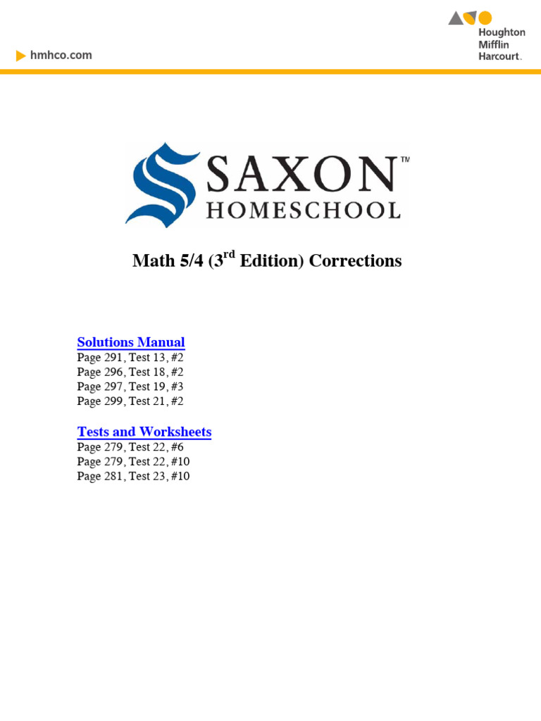 Saxon Math 5/4 Solutions Manual Corrections | PDF | Publicly Traded ...