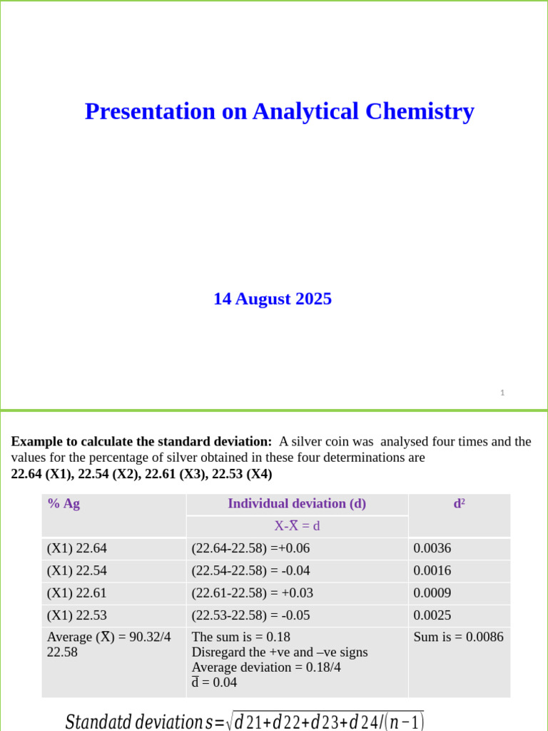 Quantitative Analysis in Chemistry | PDF | Normal Distribution | Outlier