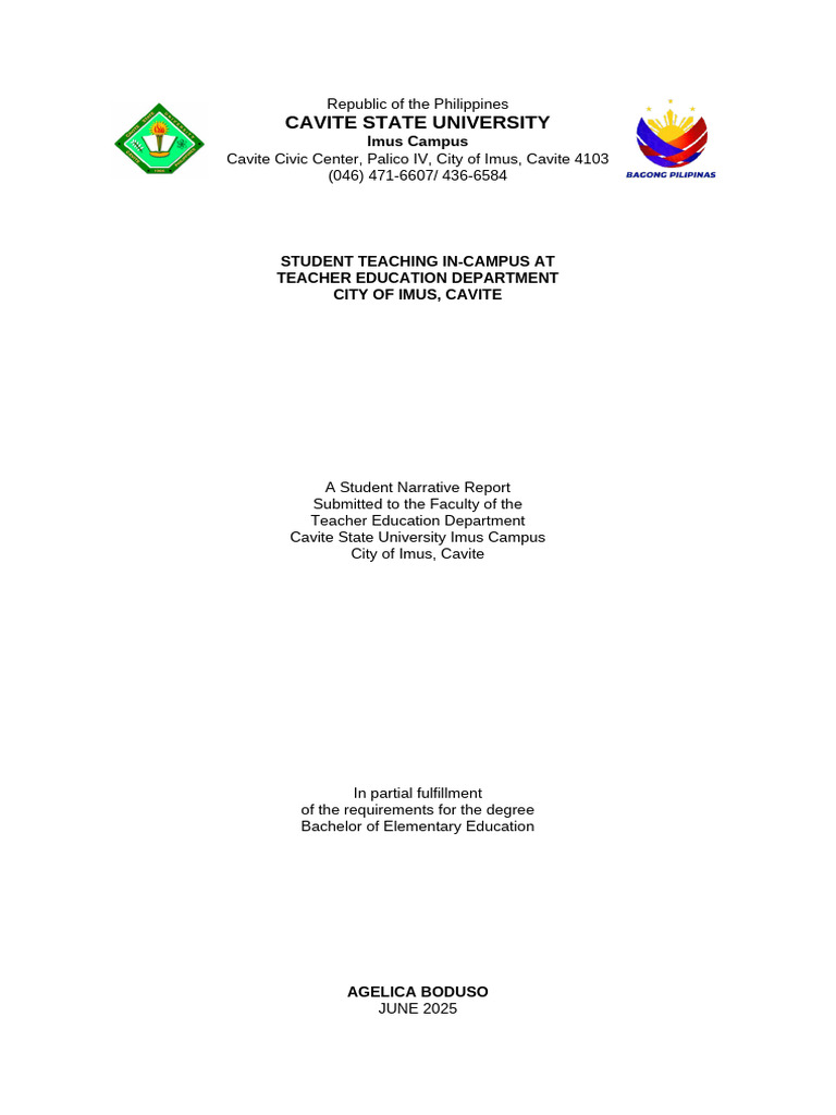 In-Campus Student Teaching Report | PDF | Teachers | Lesson Plan