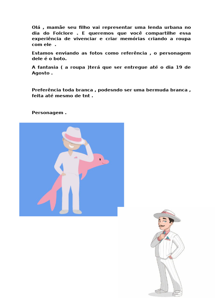 Fantasia de Boto para o Folclore | PDF