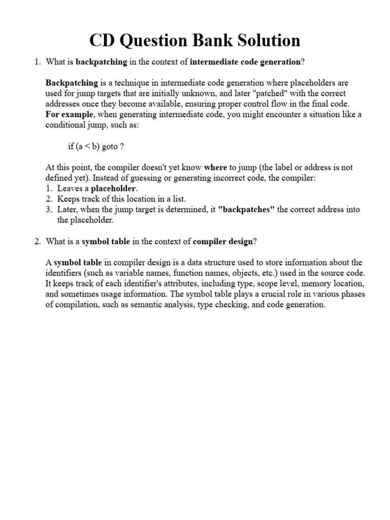 CD Question Bank Solution | PDF | Parsing | Computer Programming