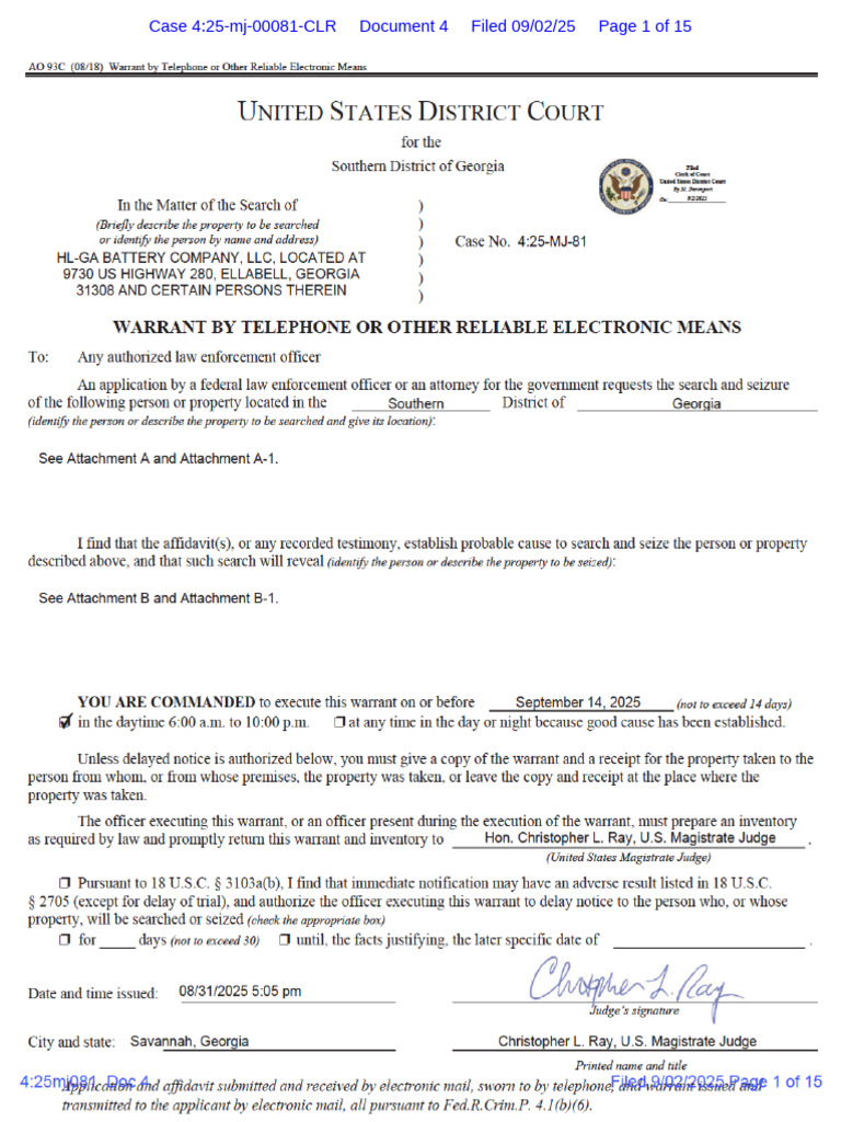HL-GA Battery Company Search Warrant | PDF | Computer Data Storage ...