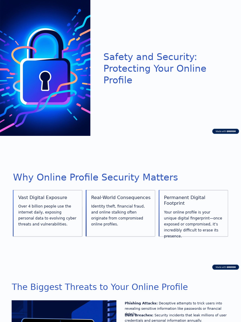Safety and Security Protecting Your Online Profile | PDF | Security ...