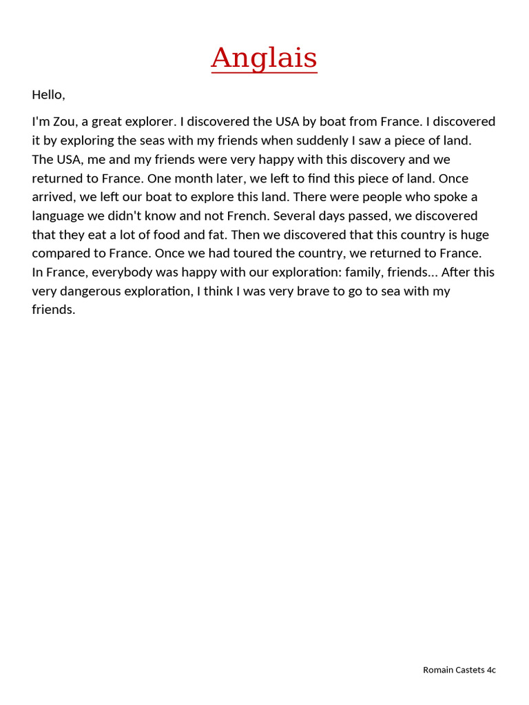 Tâche Finale Chapitre 3 Anglais | PDF