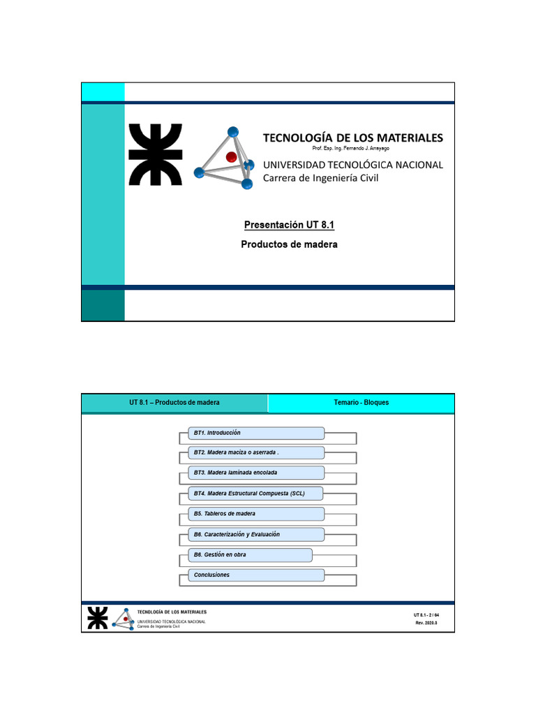 Presentación TM UTN - UT 8.1 -Productos de madera v2020.3 | PDF | Madera | Viga (Estructura)