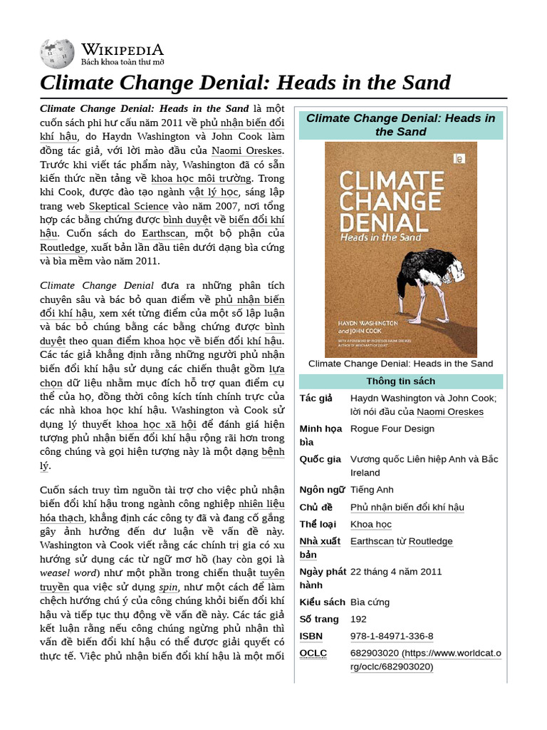 Climate Change Denial Heads in The Sand | PDF