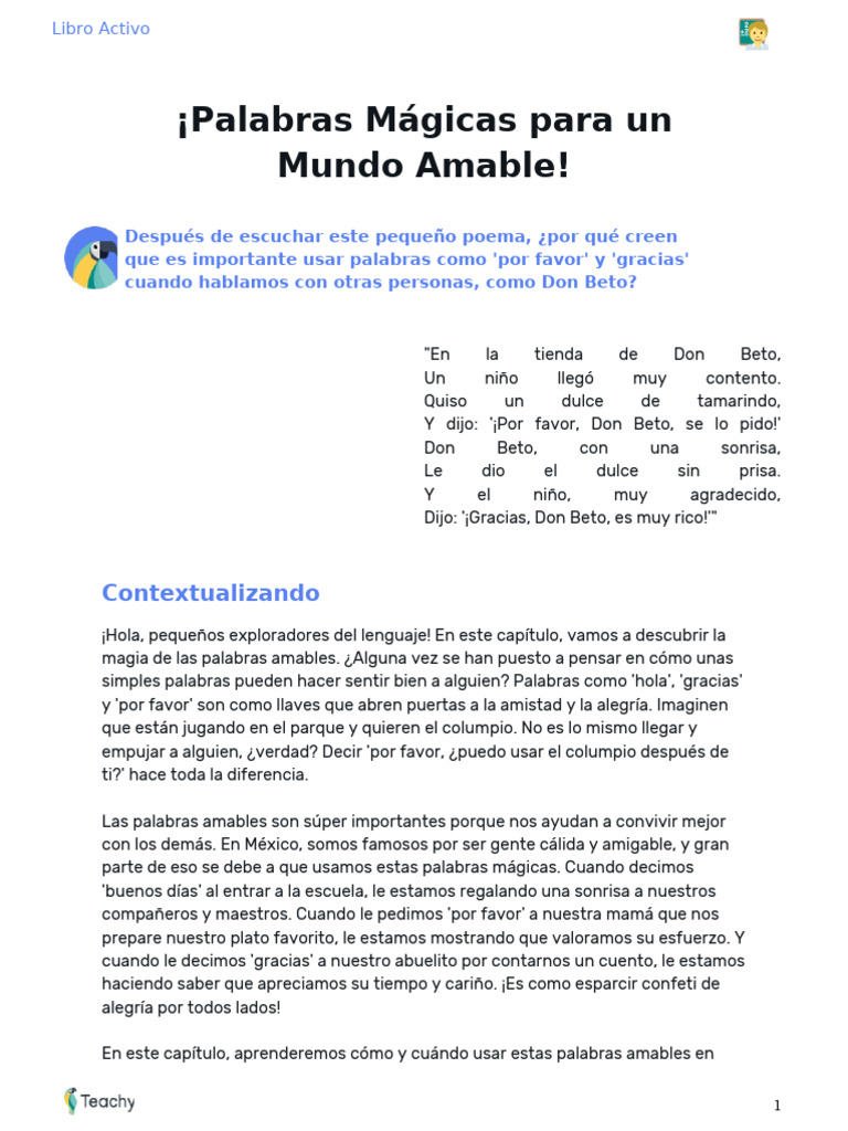 Mis Primeras Palabras Amables en Español | PDF