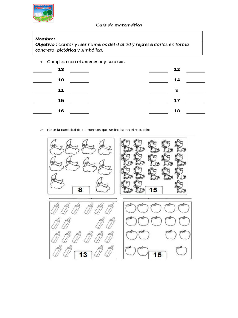 Contar y sumar: Números del 0 al 20 | PDF