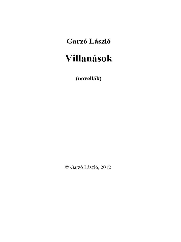 Garzó László - Villanások (Novellák) | PDF