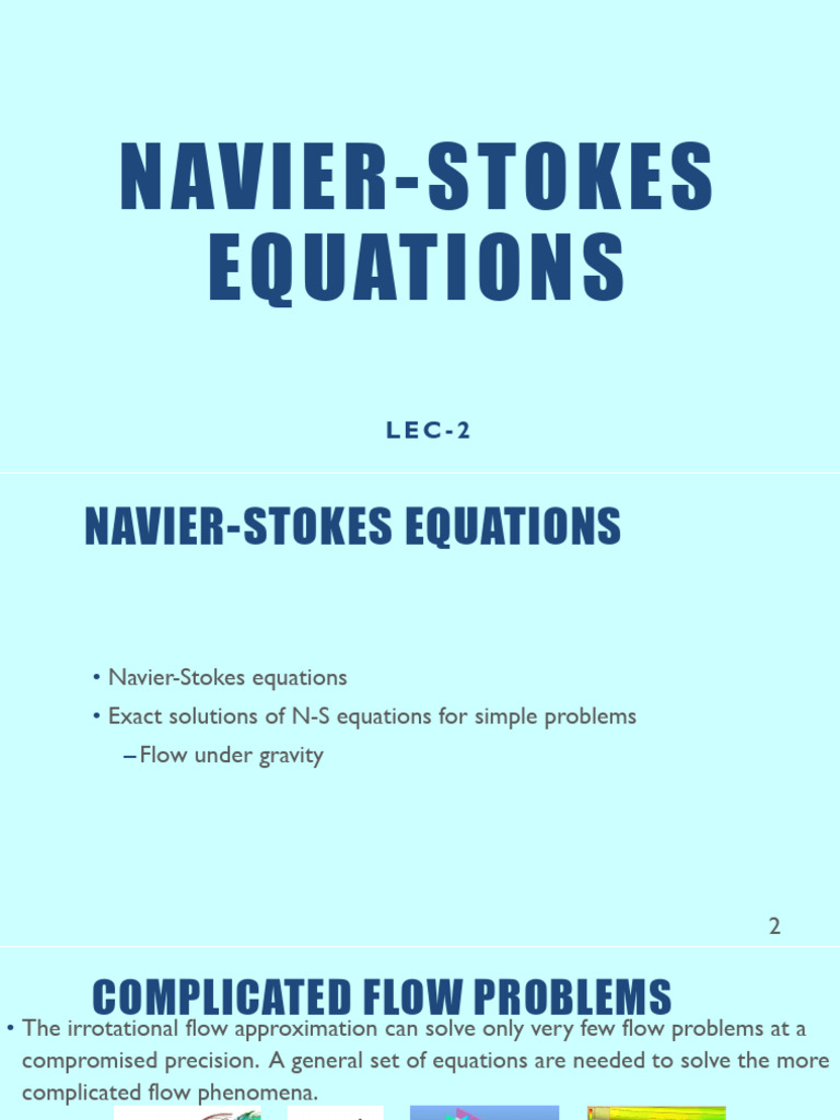 Lecture 2 Navier-Stokes Equations | PDF | Fluid Dynamics | Navier–Stokes Equations