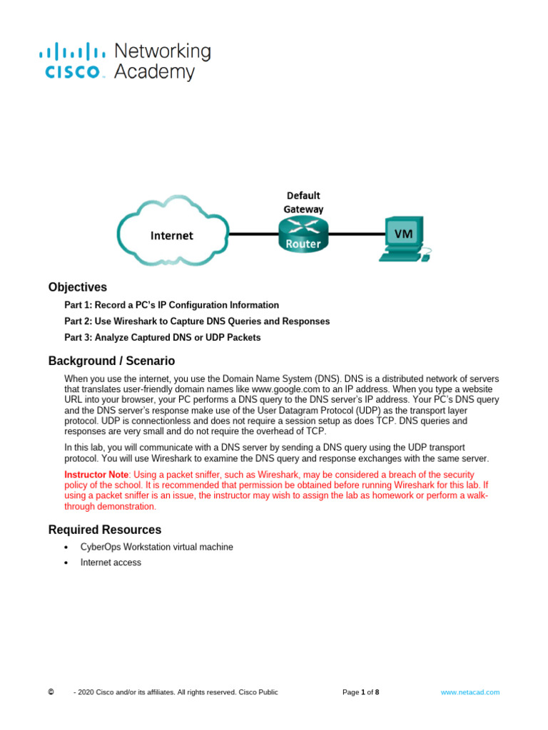 10.2.7 Lab - Using Wireshark to Examine a UDP DNS Capture - ILM | PDF | Domain Name System ...