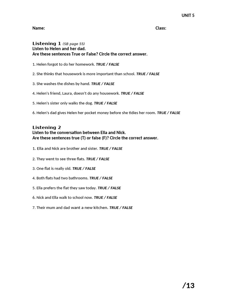 Listenings Unit 5 Pdf
