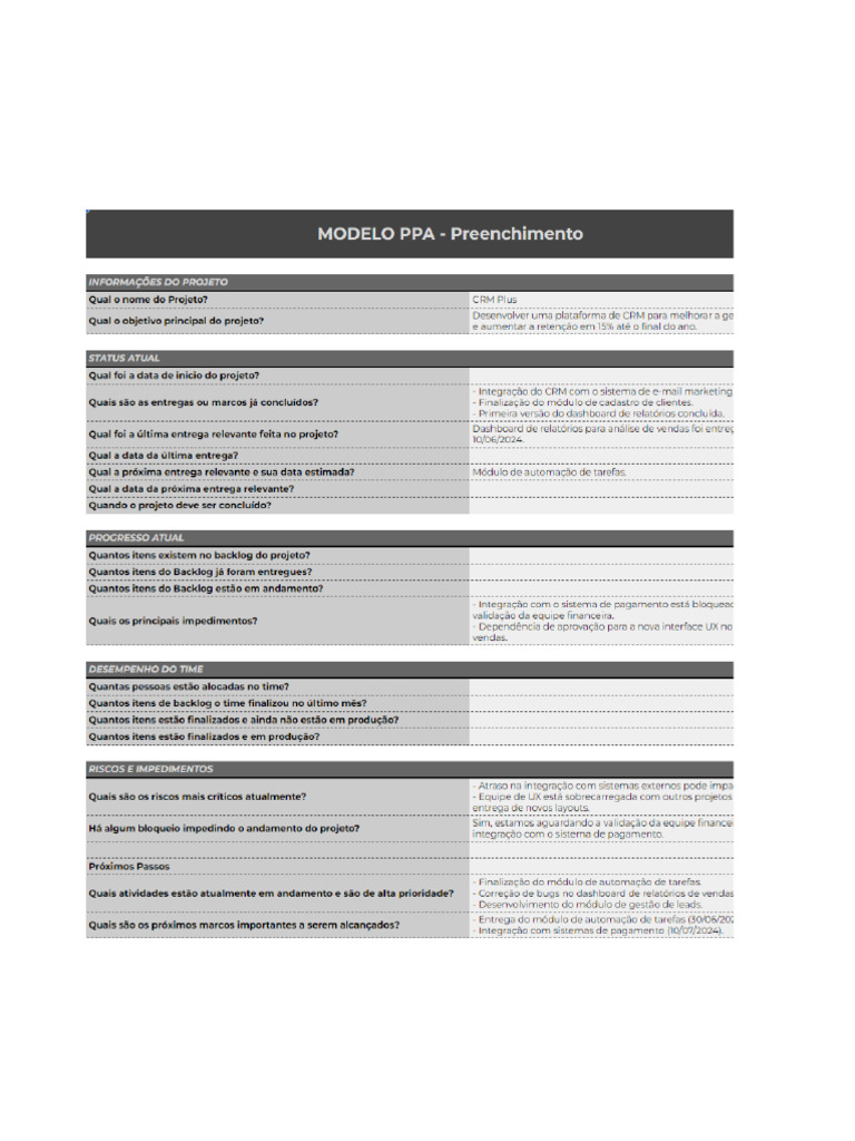 Preenchimento do PPA para Projetos | PDF | Gestão de relacionamento com ...