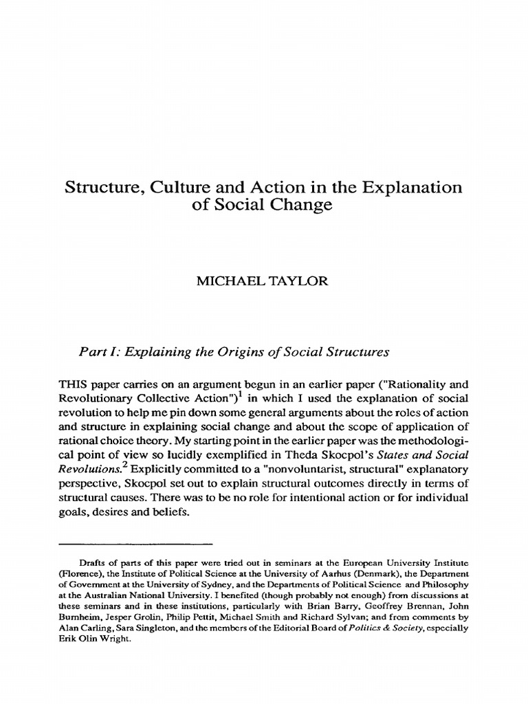 Taylor - 1989 - Structure, Culture and Action in The Explanation of ...