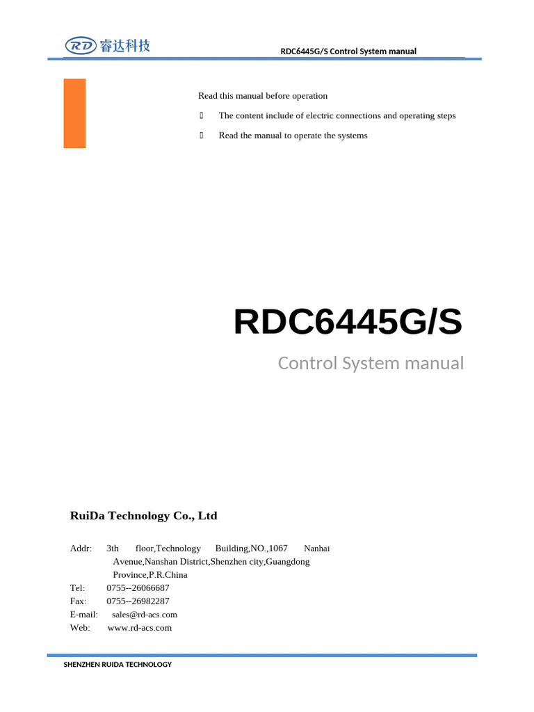 RDC6445G/S Control System Manual | PDF | Usb | Electrical Engineering