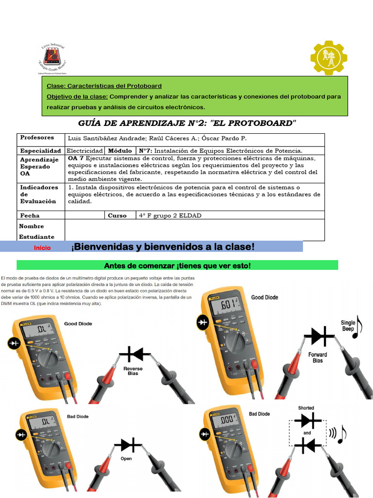 Guía de Aprendizaje N°2 M7 ELDAD 4° Medio 2023 - Protoboard | PDF ...