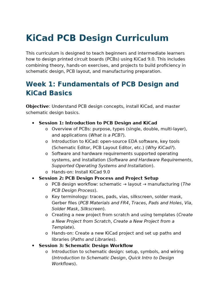 KiCad PCB Design Curriculum | PDF | Printed Circuit Board | Electronics