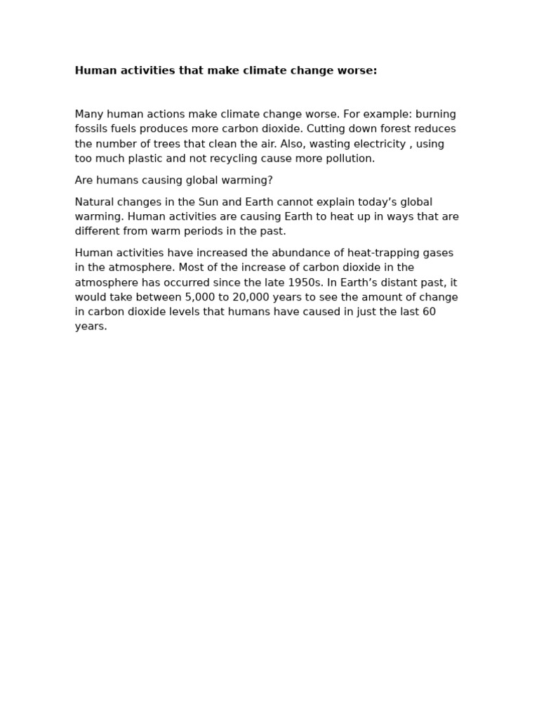 Human Impact on Climate Change | PDF