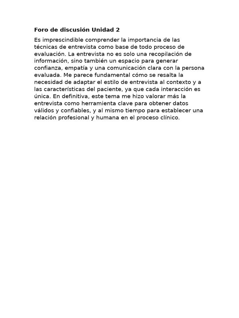 Foro de Discusión Unidad 2 | PDF