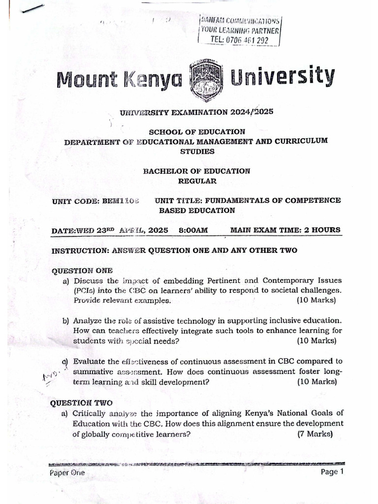 CBE Past Papers | PDF