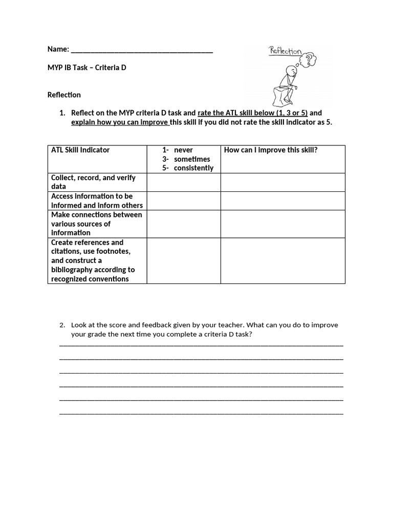 MYP IB Criteria D Reflection Guide | PDF