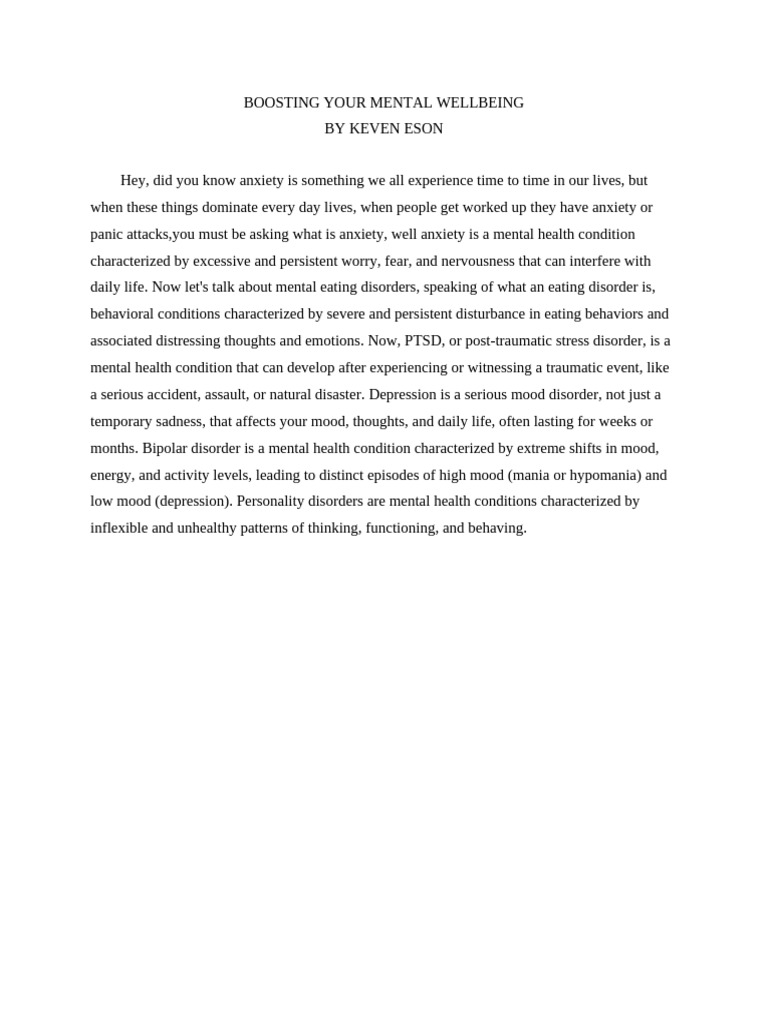 Boosting Your Mental Well Being | PDF
