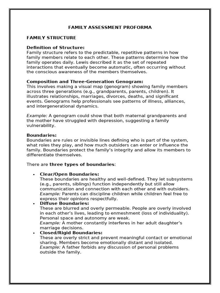 Family Assessment Proforma | PDF | Family | Sibling