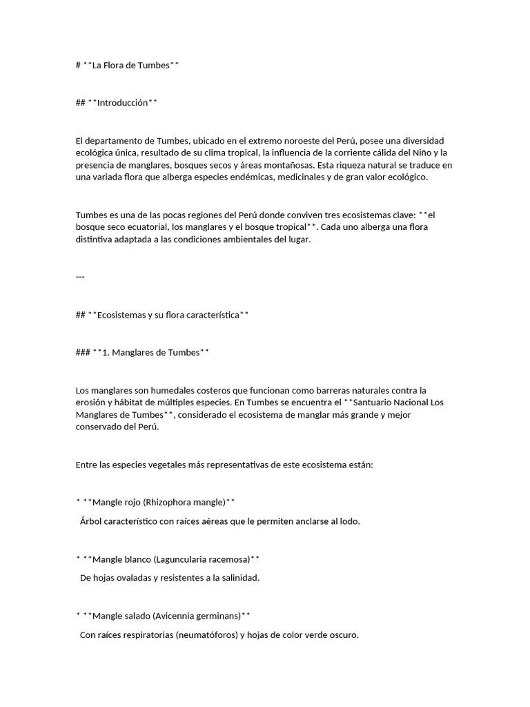 La Flora de Tumbes | PDF | Mangle | Geografía Física