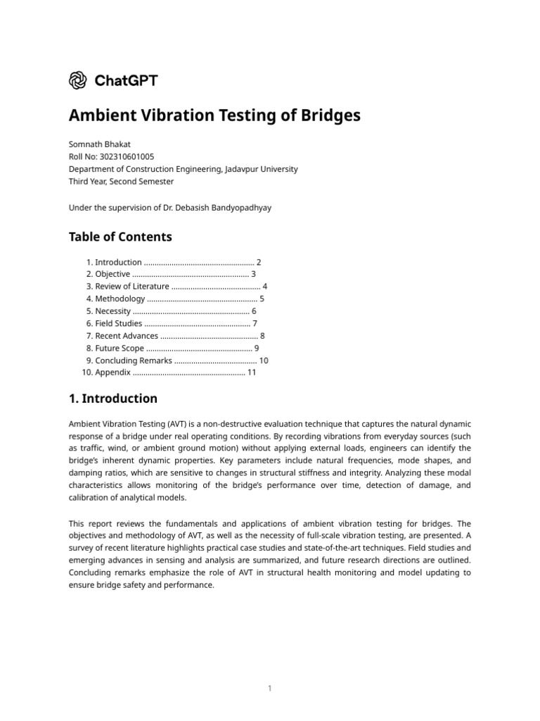 Ambient Vibration Testing of Bridges | PDF | Bridge | Accelerometer