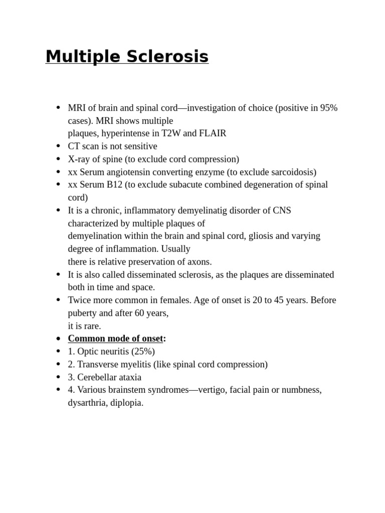 Understanding Multiple Sclerosis Symptoms | PDF
