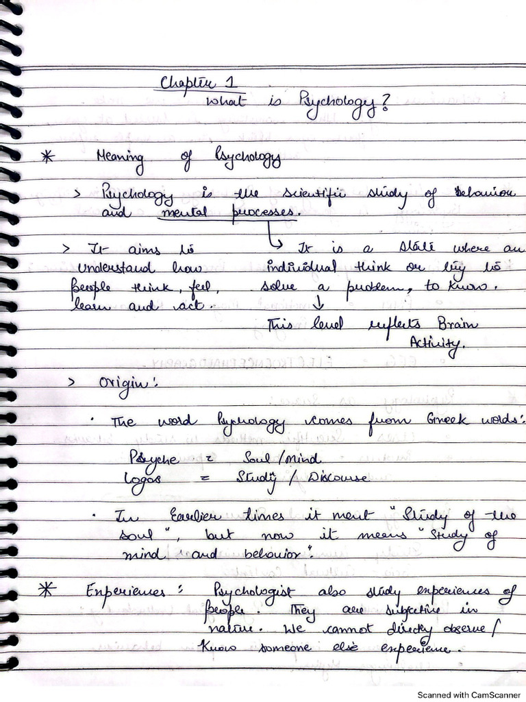 Psychology Chapter 1 (XI) | PDF