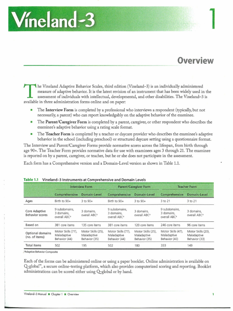 Vineland-3 Interview and Item Overview | PDF | Intellectual Disability ...