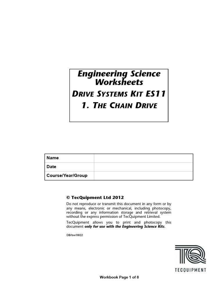Chain Drive Experiment Worksheet | PDF | Belt (Mechanical) | Mechanical ...