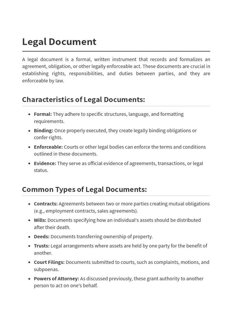 Understanding Legal Documents and Types | PDF