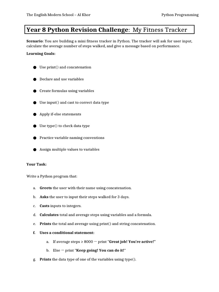 Year 8 - Python Assignment 2 | PDF