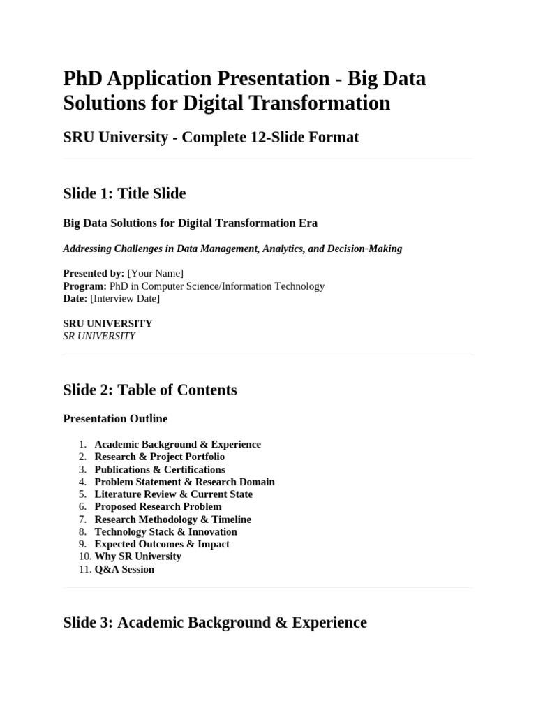 PhD Presentation: Big Data Solutions | PDF | Big Data | Cloud Computing