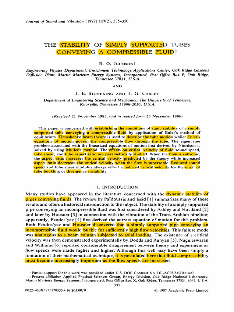 Stability of Fluid-Conveying Tubes | PDF | Fluid Dynamics ...
