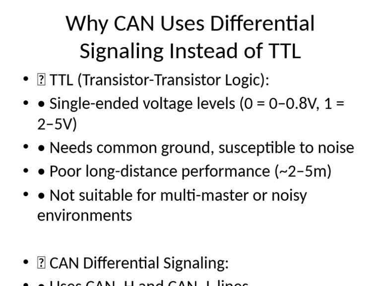 CAN Differential Signaling vs. TTL | PDF