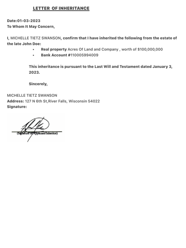 Letter of Inheritance | PDF