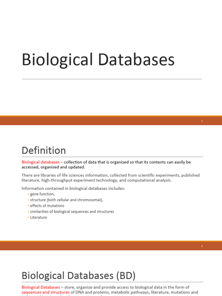 Biological Databases | PDF | National Center For Biotechnology Information | Nucleic Acid Sequence