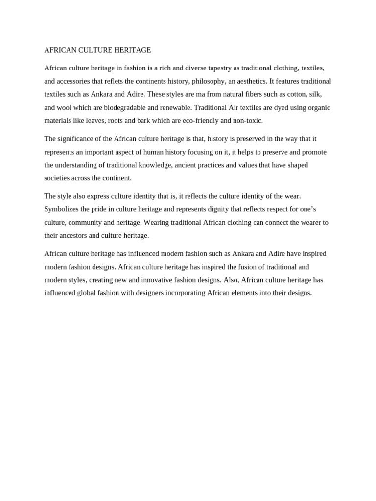African Cultural Heritage in Fashion | PDF
