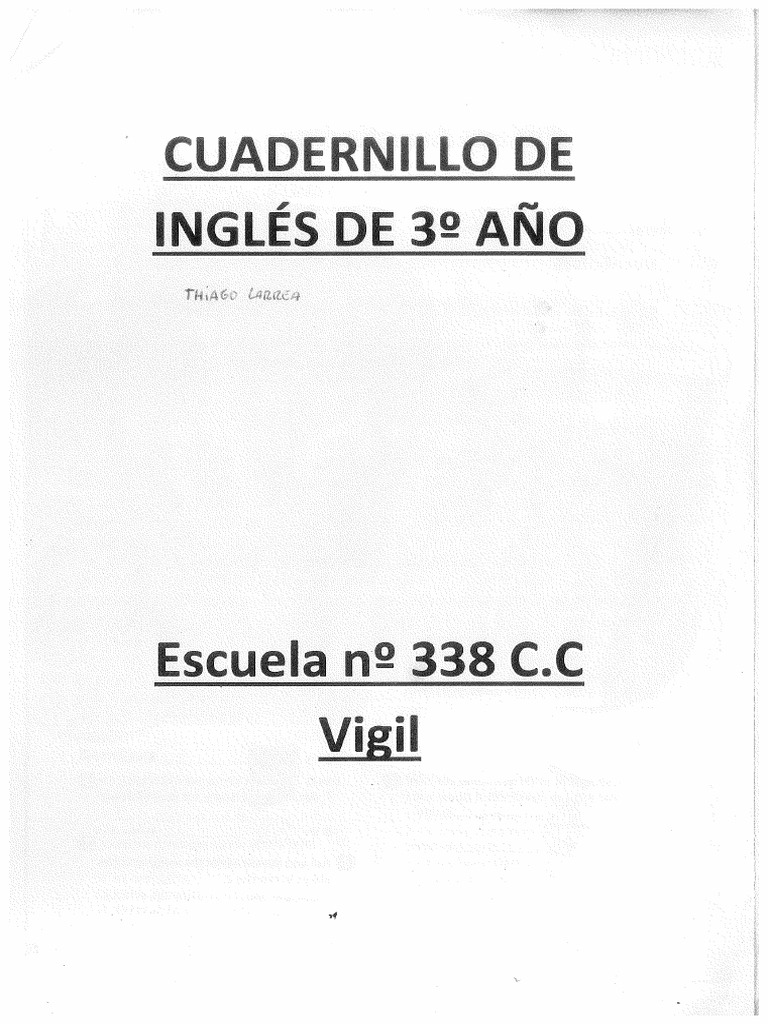 Cuadernillo Inglés 3ro 1 | PDF