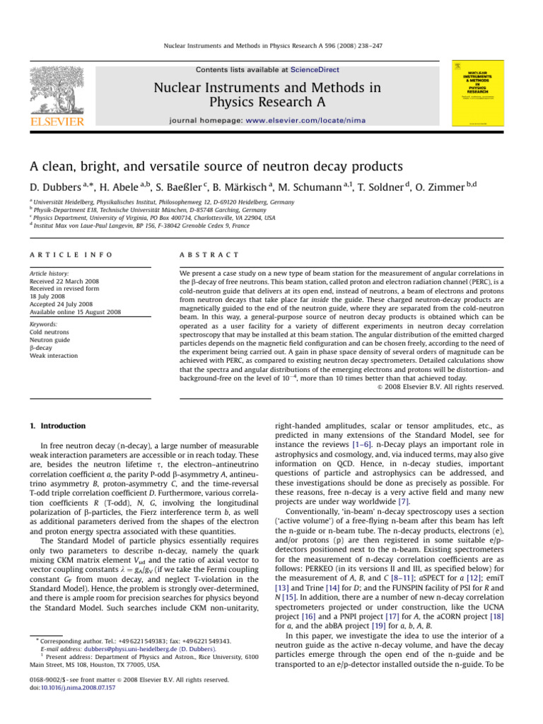 A Clean, Bright, and Versatile Source of Neutron Decay Products | PDF ...