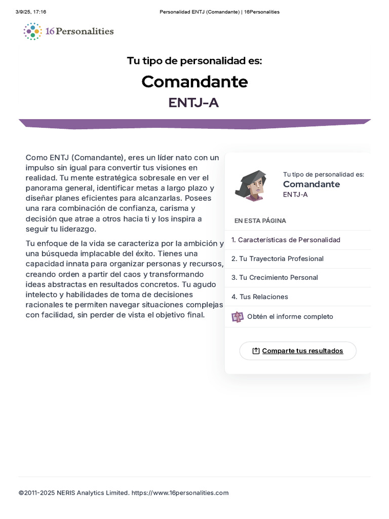 Características de la Personalidad ENTJ-A | PDF | Las emociones ...