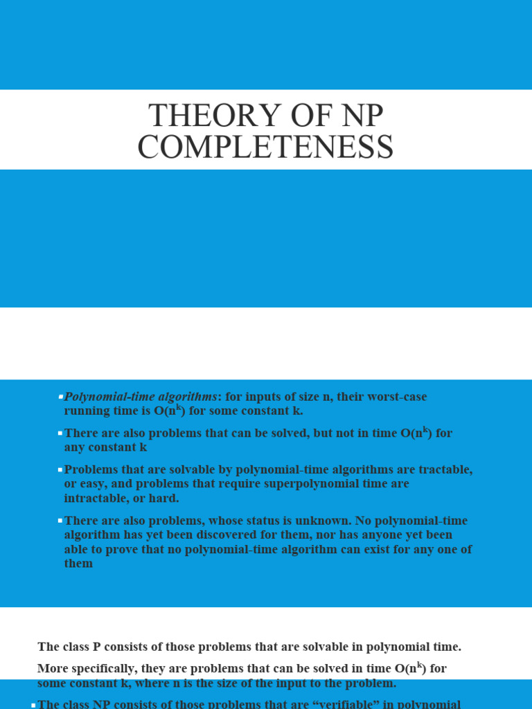 Theory of NP Completness | PDF