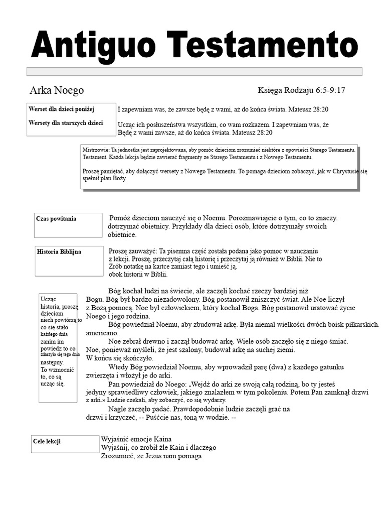 Arka Noego I Kaina Dla Dzieci | PDF