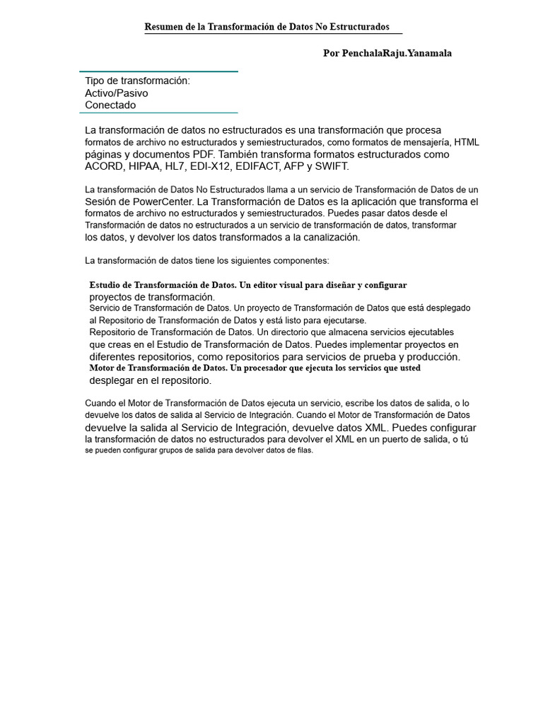 Descripción General de La Transformación de Datos No Estructurados ...