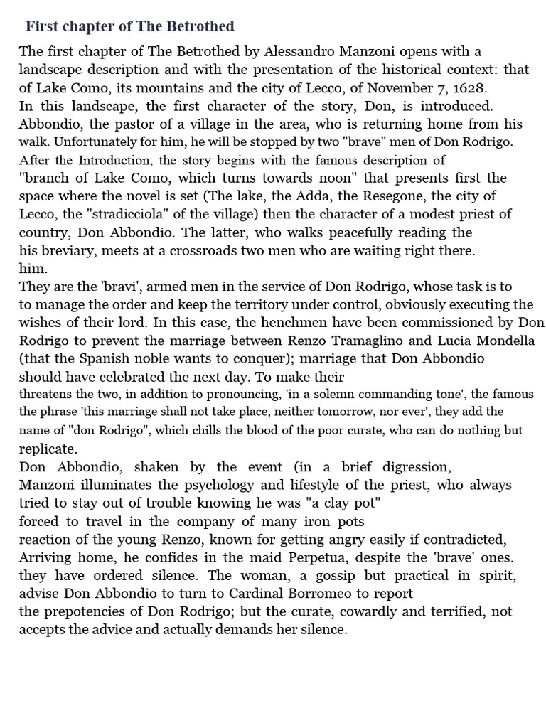 First Chapter of The Betrothed | PDF
