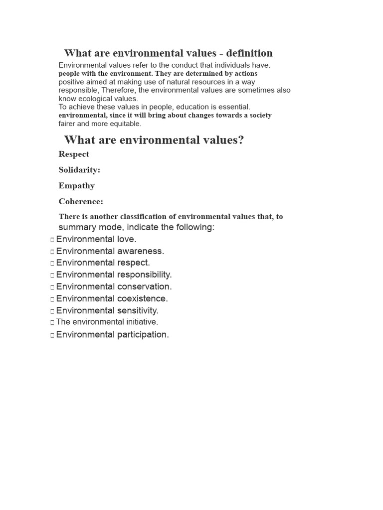 Definition of Environmental Values | PDF
